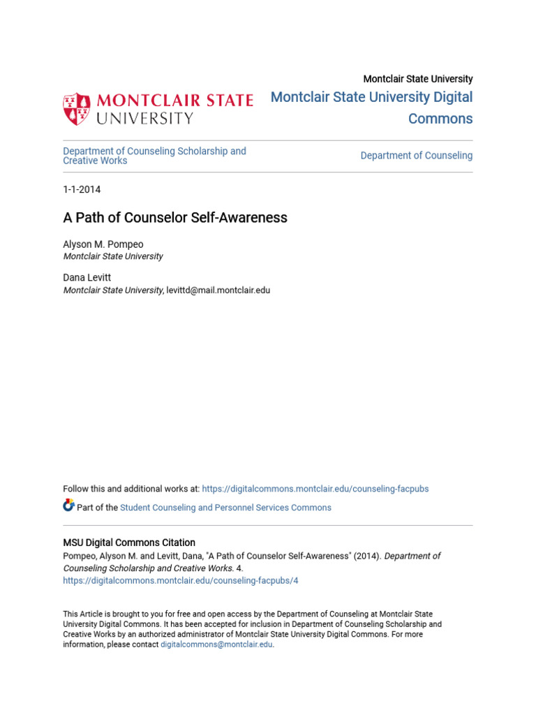 A Path of Counselor Self-Awareness | PDF | Psychotherapy | Self Awareness