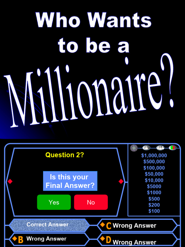 Who Wants To Be A Millionaire Blank Game Template For Free | PDF