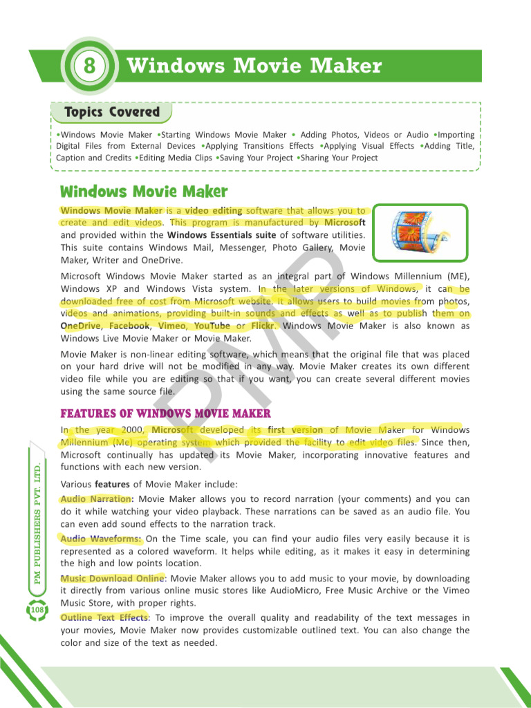 Windows Movie Maker Features Overview | PDF | Window (Computing) | Film ...