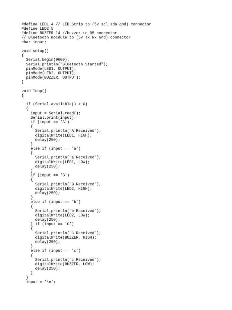 Exp9 Led and Buzzer Uing Bluetooth | PDF