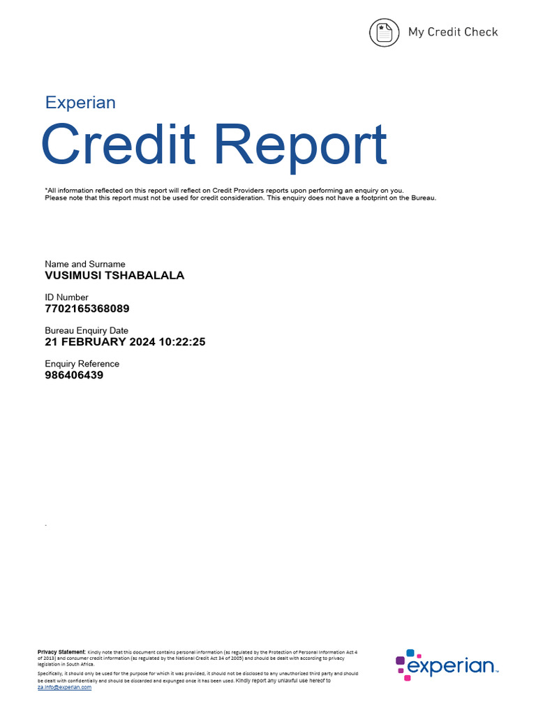 Credit Report: Experian | PDF | Credit Score | Credit