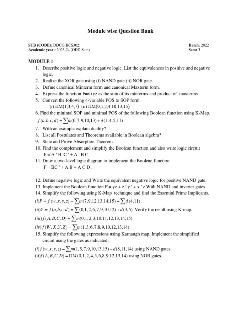 MODULE - Wise Question - 2022-Ddco | PDF | Computing | Computer Architecture