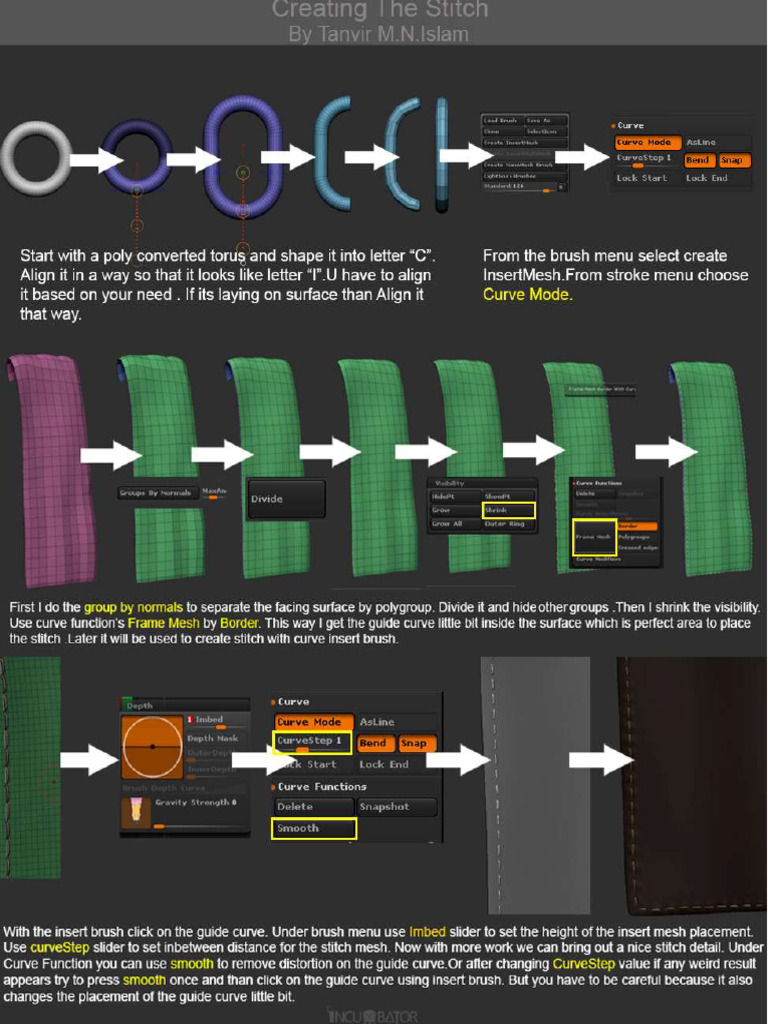 Zbrush Stitch workflow by Tanvir | PDF