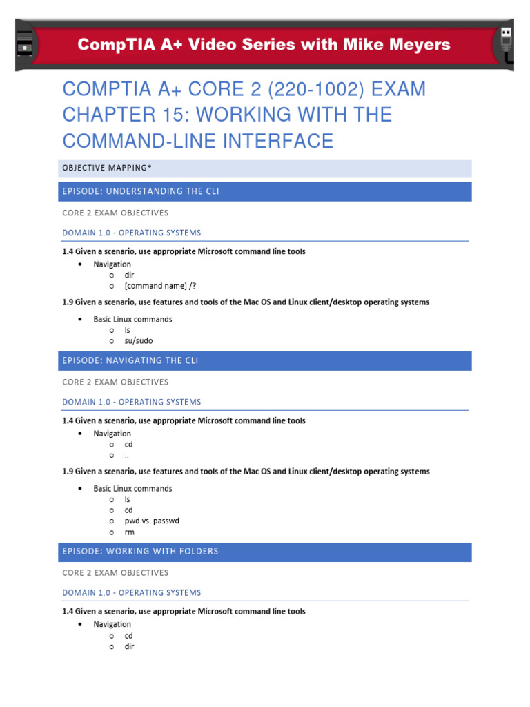 CompTIA A+ CLI and Scripting Guide | PDF | Command Line Interface | Operating System