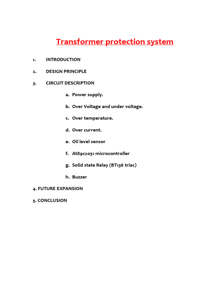 Transformer Protection System | PDF | Rectifier | Relay