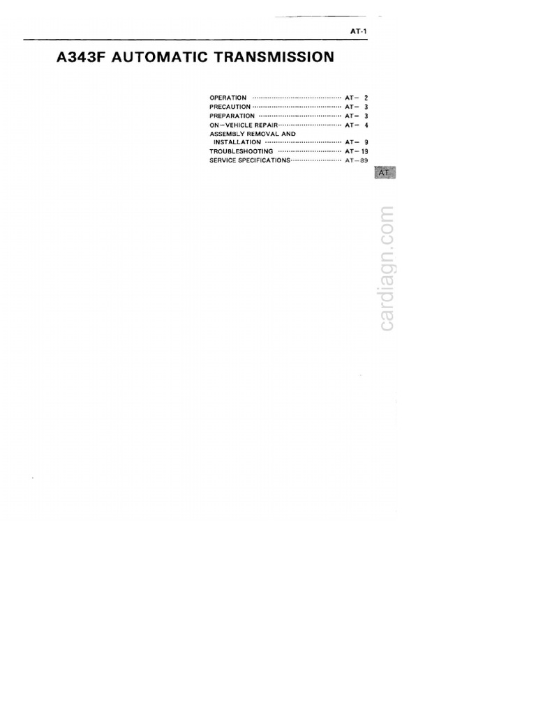 Land Cruiser Prado 90-95 Automatic A343F Transmission | PDF