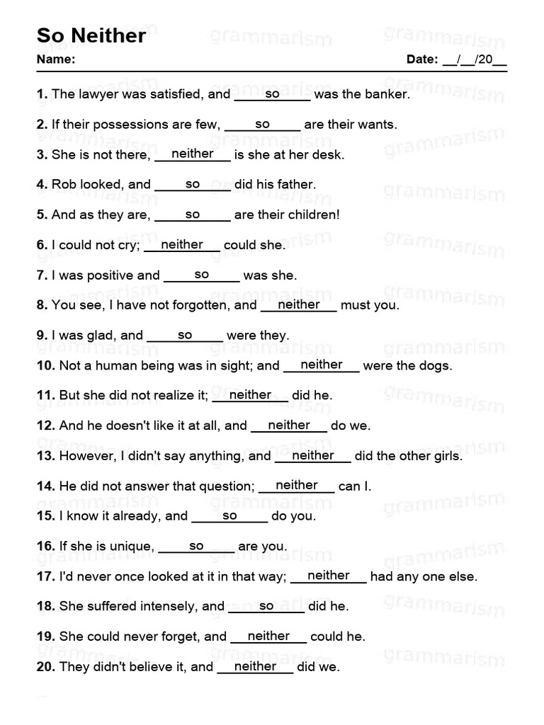 Grammarism So Neither Test 1 Solved 11959660 | PDF | Foreign Language ...
