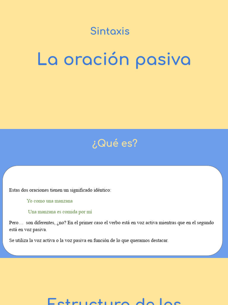 Estructura de la oración pasiva | PDF | Adverbio | Verbo