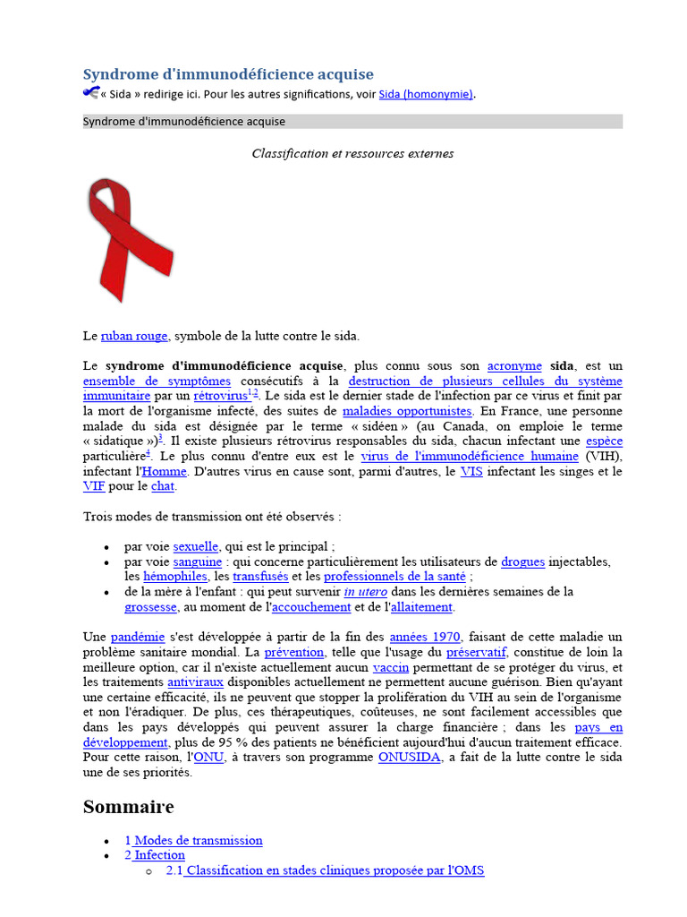 Comprendre le VIH et le sida : transmission et traitement | PDF | SIDA ...