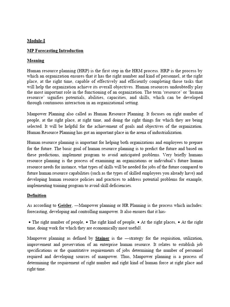 Man Power Planning (MPP) - Module 1, Introduction & Objectives | PDF ...