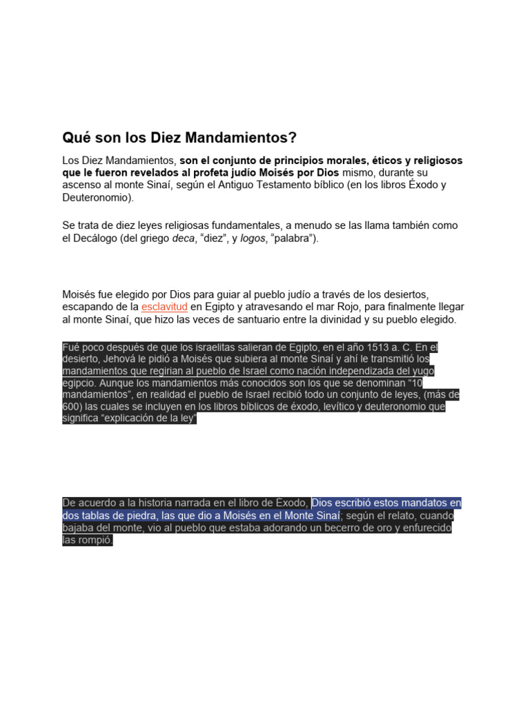 Los Diez Mandamientos: Guía Divina | PDF | Diez Mandamientos | Libro ...