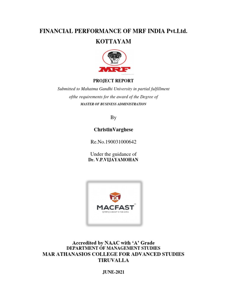 MRF India Pvt. Ltd. Financial Analysis 2015-16 | PDF | Pricing | Tire