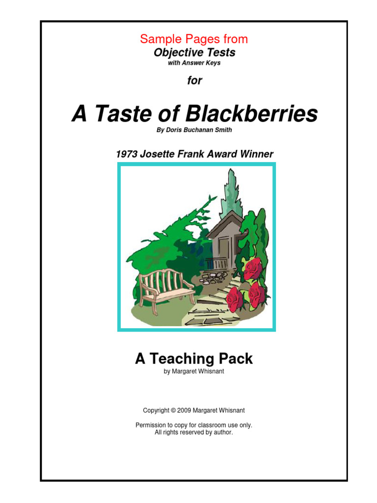 Objective Tests for A Taste of Blackberries | PDF | Reading Comprehension