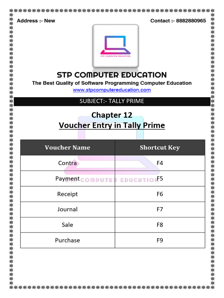Ch-12 How To Create Voucher Entry in Tally Prime | PDF | Cheque | Money