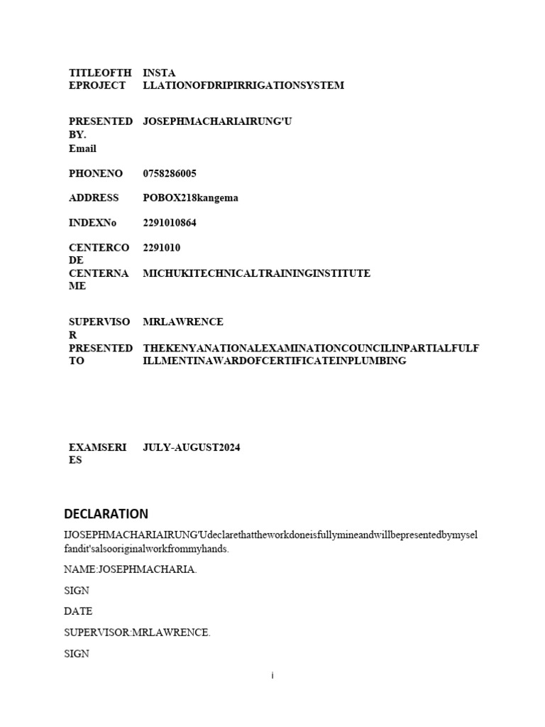 Irung'u Joseph Macharia 2291010864 | PDF
