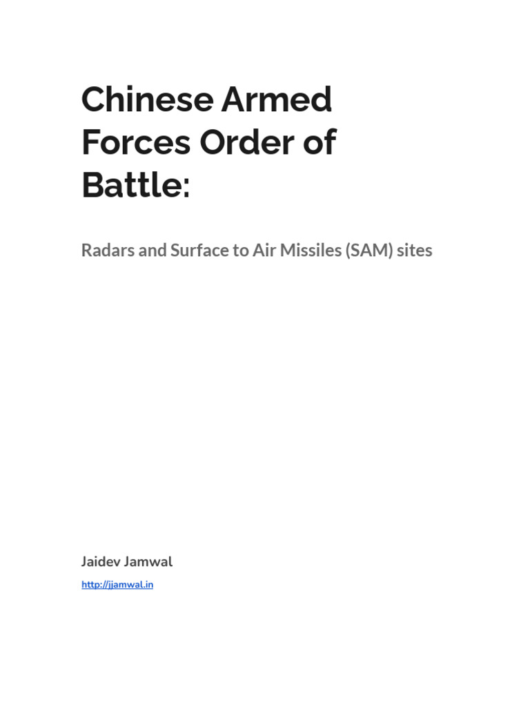 Chinese Armed Forces Order of Battle Radars and Surface To Air Missiles ...