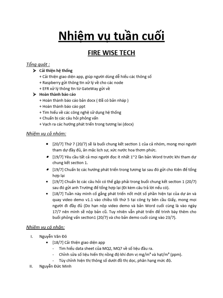 Nhiệm vụ tuần cuối FWT | PDF