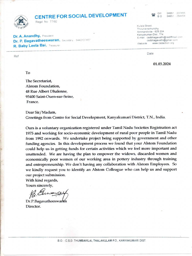 Alstom Project Promoter Letter | PDF