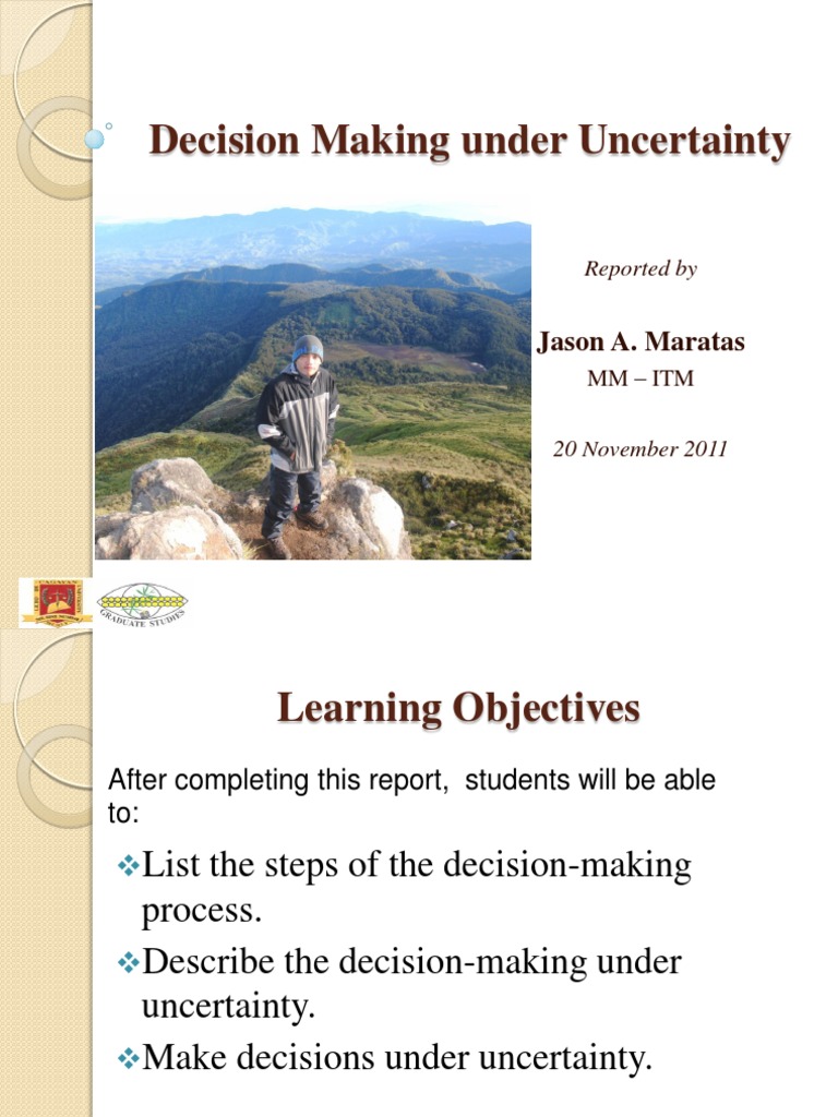 Decision Making Under Uncertainty Pdf Mathematical And Quantitative