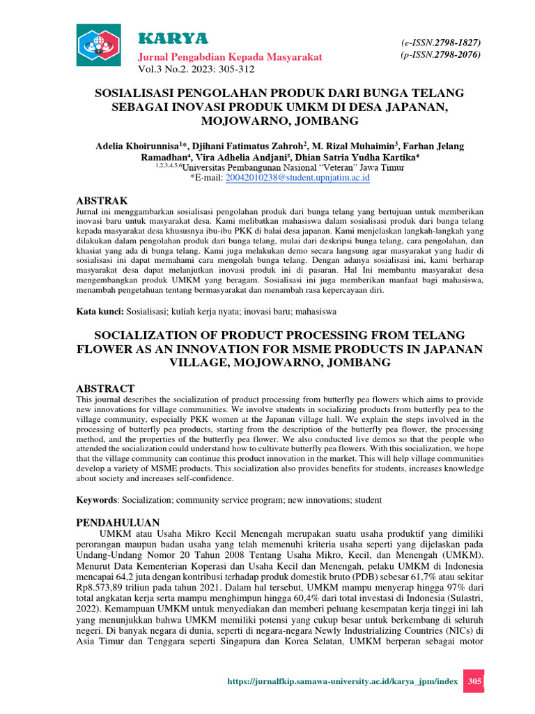 Inovasi UMKM Bunga Telang | PDF