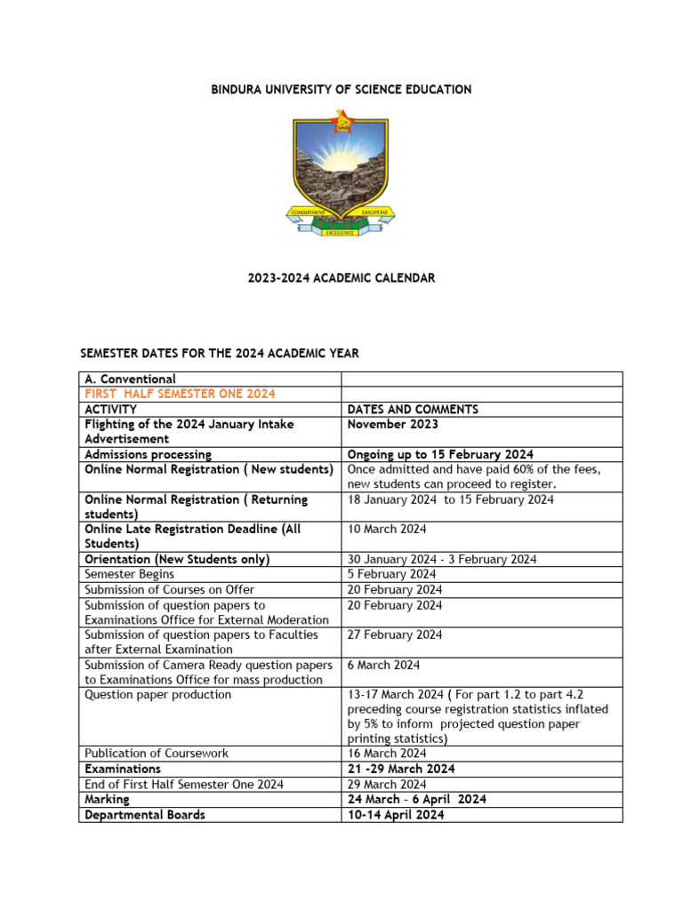 Buse Academic Calendar Final 2024 | PDF | Academic Term | Science