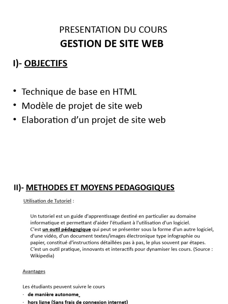 Presentation Du Cours | PDF | Internet | Internet et Web