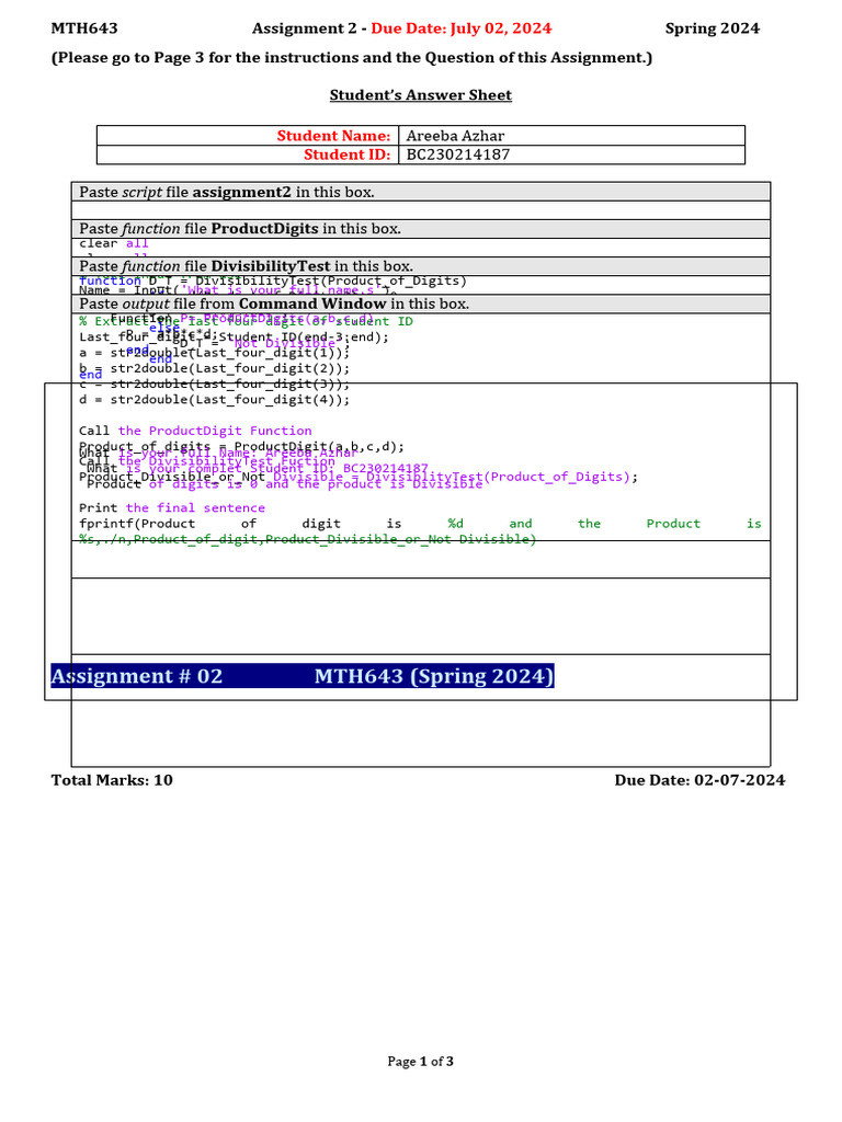 mth643 Assignment 2 Solution | PDF | Computing | Software