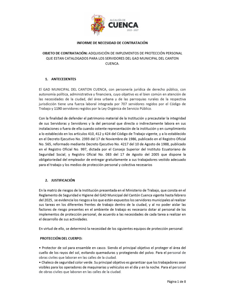 Informe de Necesidad de Contratacion | PDF | Valores | Derecho laboral Informe de Necesidad de Contratacion | PDF | Valores | Derecho laboral