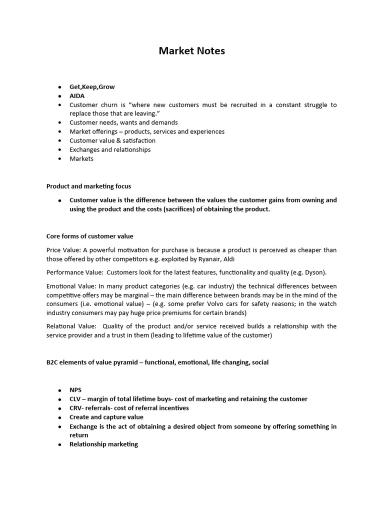 Marketing Notes | Download Free PDF | Marketing | Customer