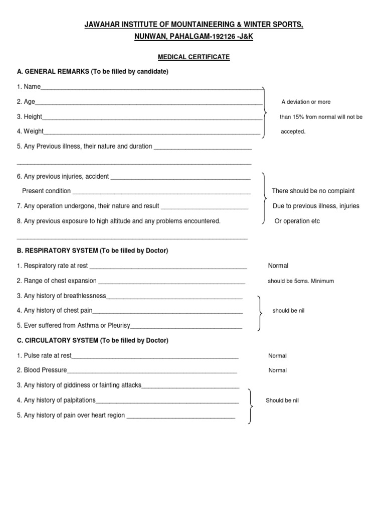 Medical Form | PDF | Clinical Medicine | Medical Specialties