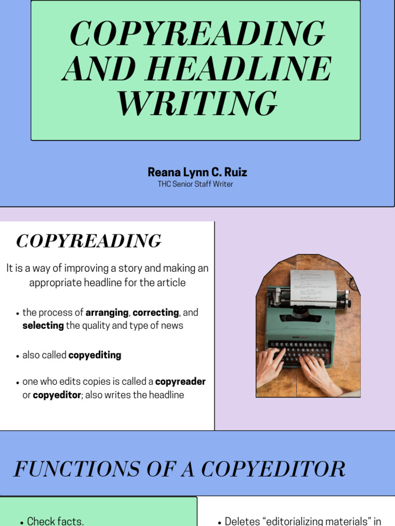 Copyreading and Headline Writing Guide | PDF | Copy Editing | Grammar