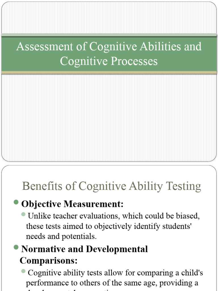 Assessment of Cognitive Abilities and Cognitive Processes | PDF ...