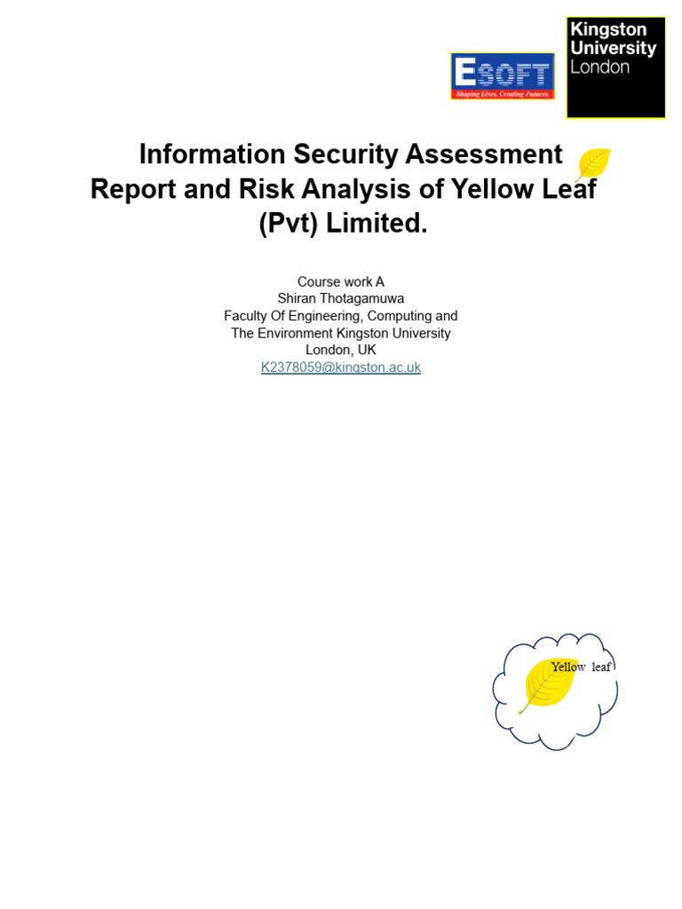 Information Security Assessment Report and Risk Analysis of Yellow Leaf | PDF | Security ...