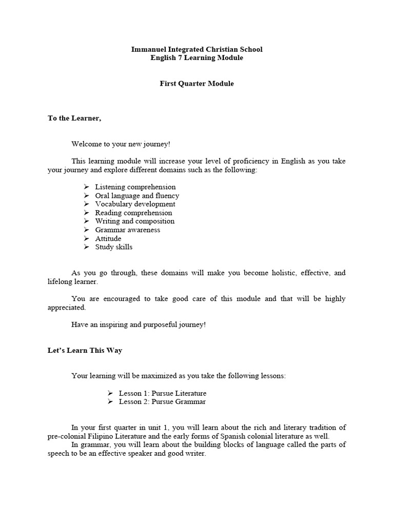 G7 Eng Module WK 1 Lit | PDF | Legends | Epic Poetry