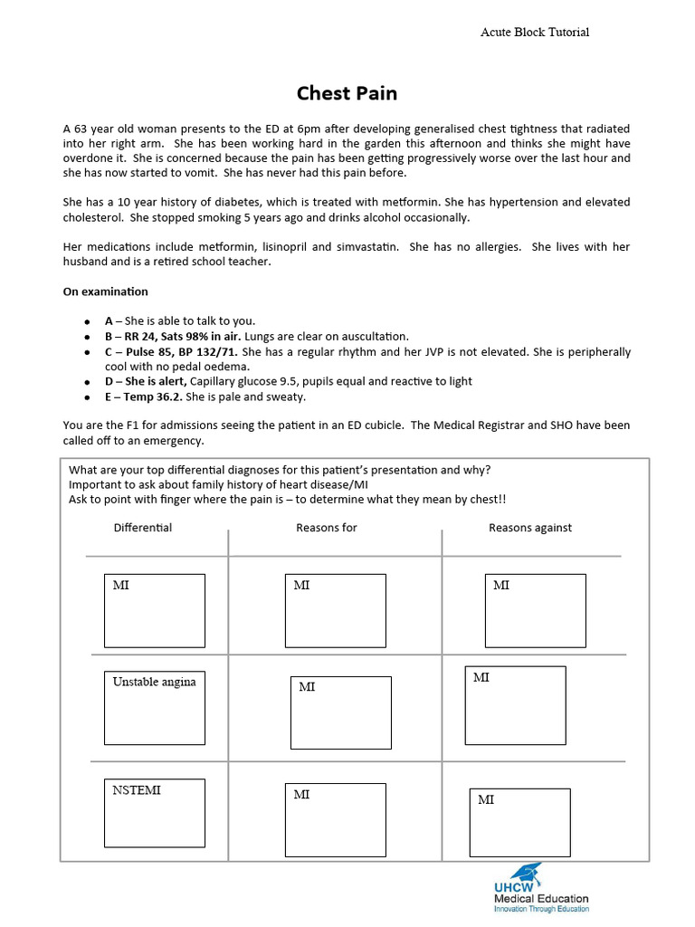 Chest Pain Student Worksheet 2022 | Download Free PDF | Myocardial ...
