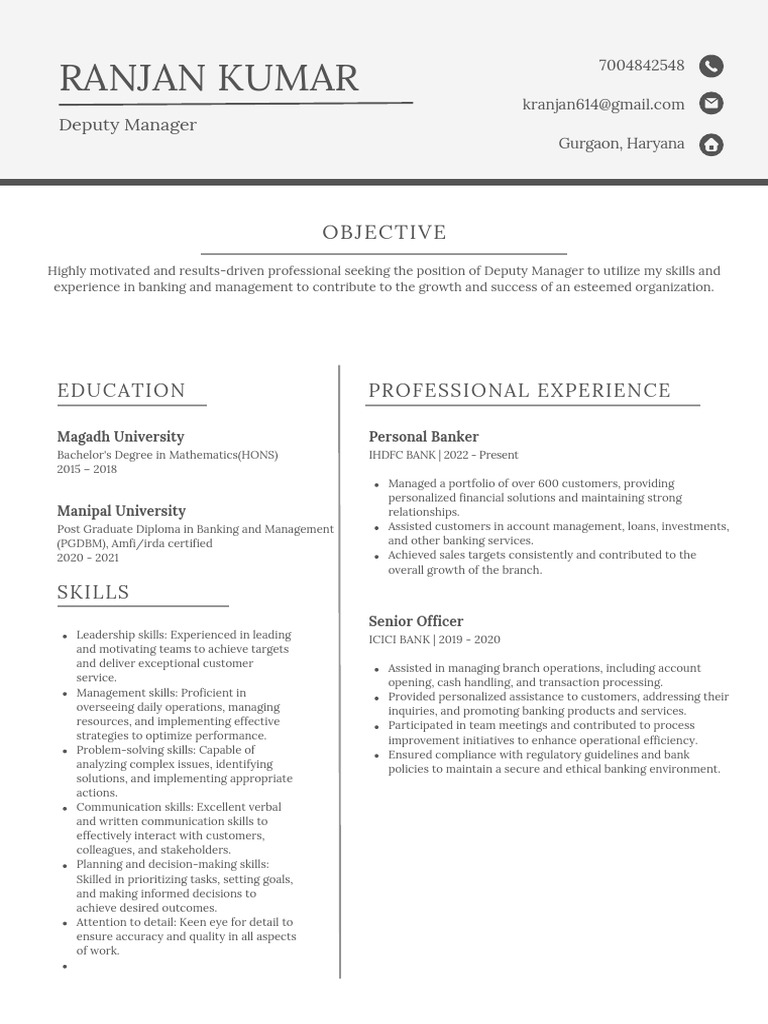 ranjan kumar (1) resume | PDF | Banks | Business ranjan kumar (1) resume | PDF | Banks | Business