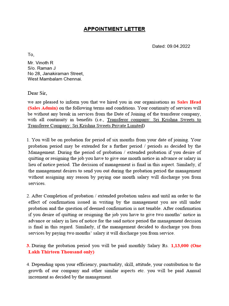 Model App.order | PDF | Employment | Common Law