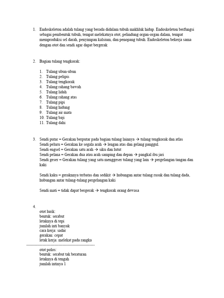 Endoskeleton Adalah Tulang Yang Berada Didalam Tubuh Makhluk Hidup | PDF | Kajian Bahasa Asing