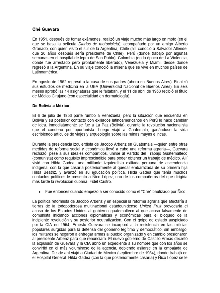 Che Guevera Biography | PDF | Che Guevara | Cuba