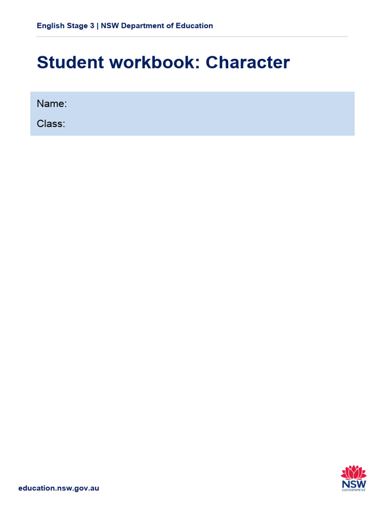 NSW Stage 3 Character Development Workbook | PDF | Anthropomorphism ...