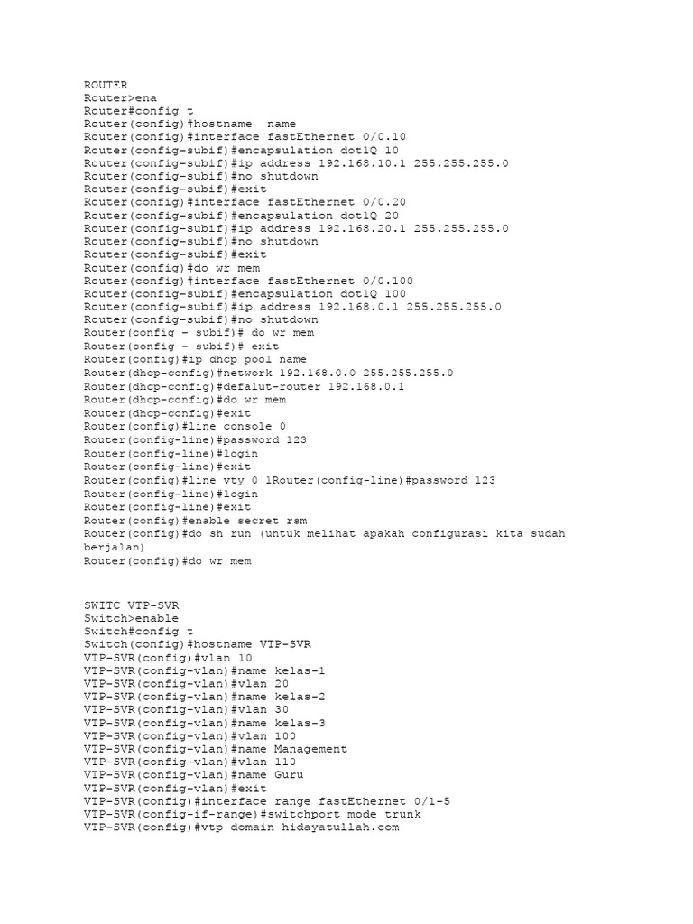 configure inter vlan | Download Free PDF | Network Architecture | Communications Protocols