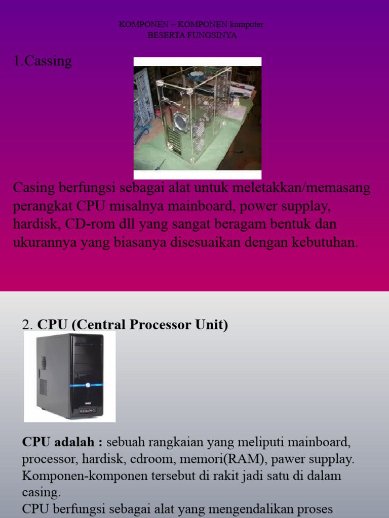 Komponen Komponen PC Beserta Fungsinya | PDF
