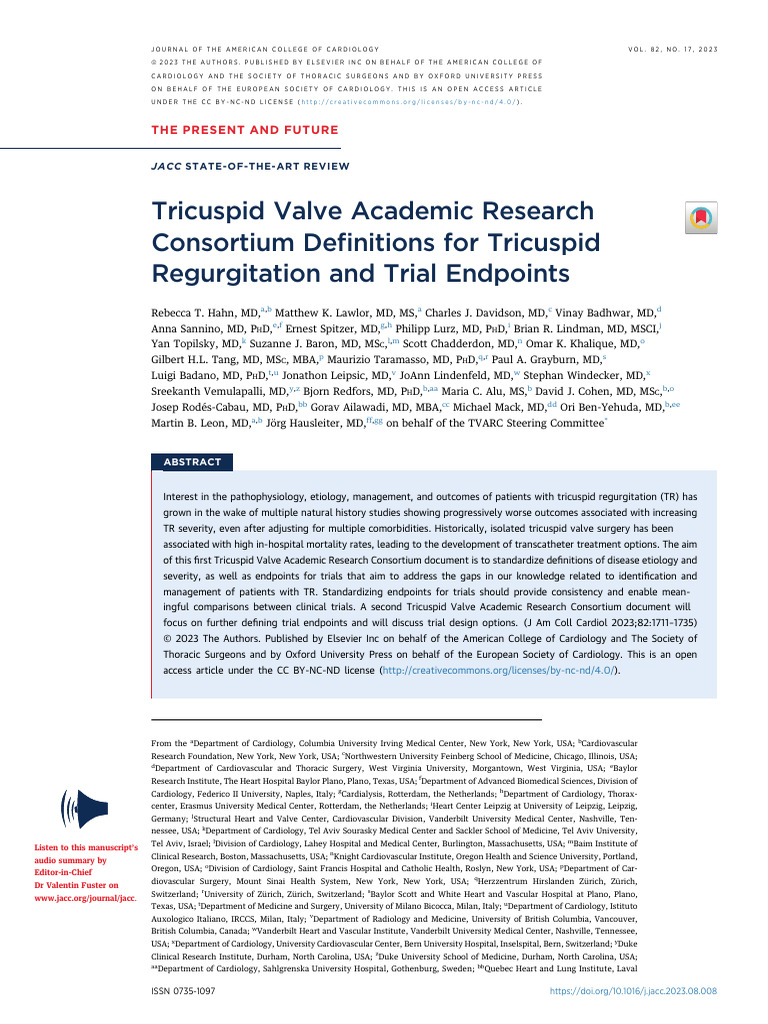 Valvula Tricuspide. Review Hahn 2023 | PDF | Heart Valve | Heart
