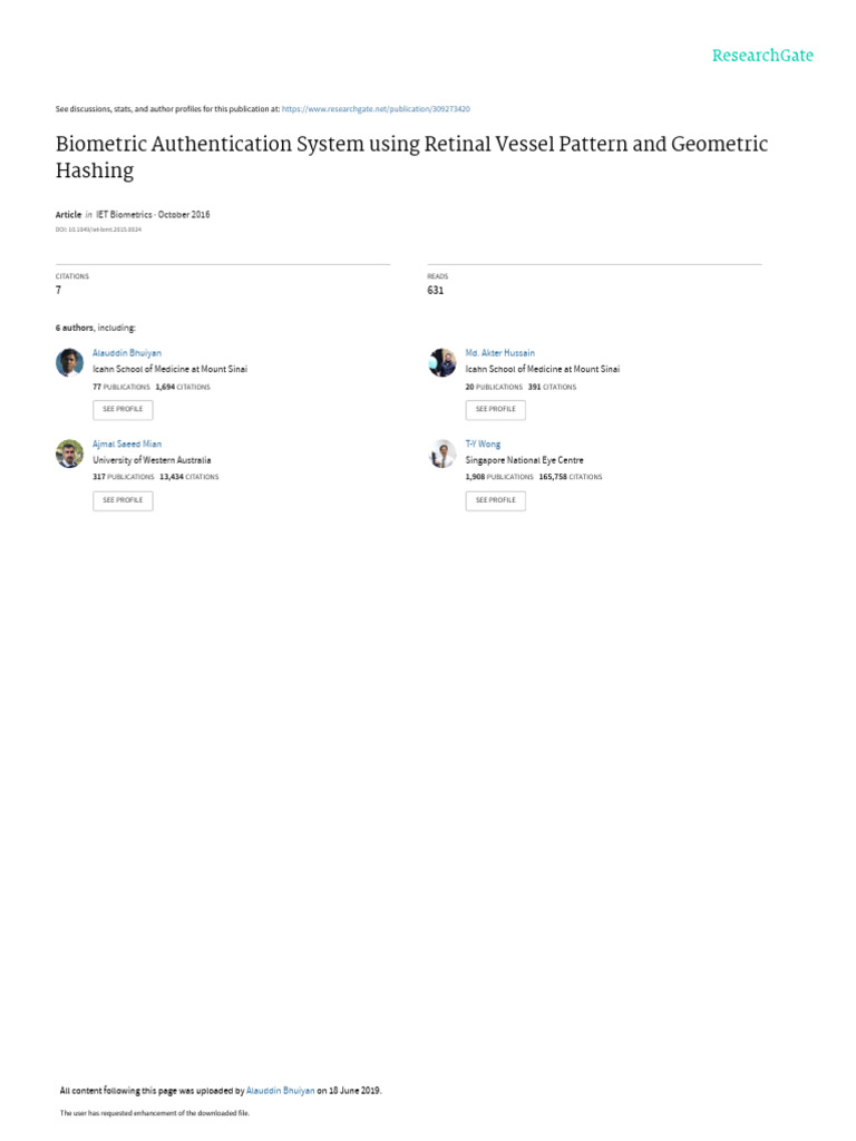 Retinal Biometrix 2 | PDF | Retina | Biometrics