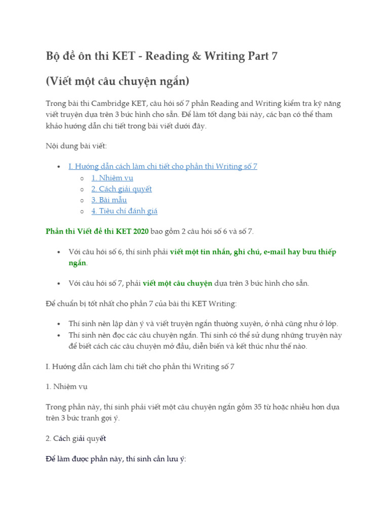 Bộ Đề Ôn Thi Ket- Writing -Task 7- Describe 3 Pictures- 35 Words | PDF