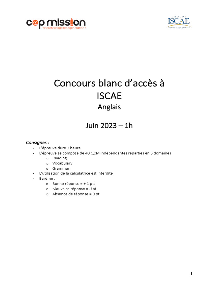 ISCAE English Exam June 2023 Guide | PDF | Infection