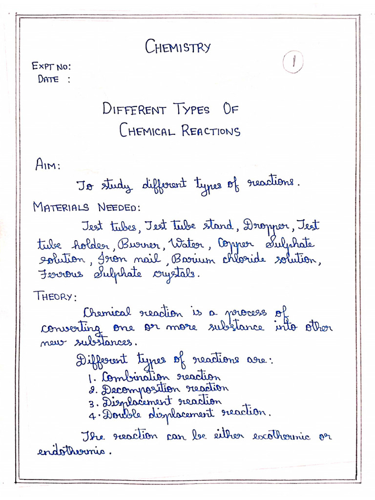 Chemistry 1st Experiment Class 10 | PDF