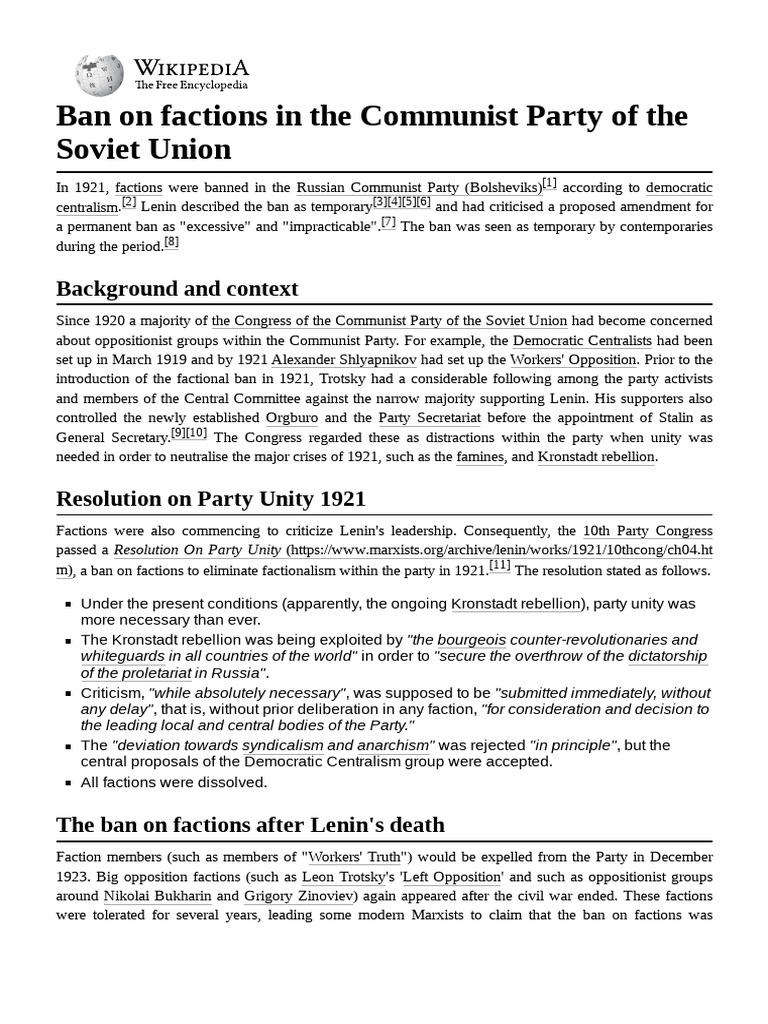 Ban_on_factions_in_the_Communist_Party_of_the_Soviet_Union | PDF ...