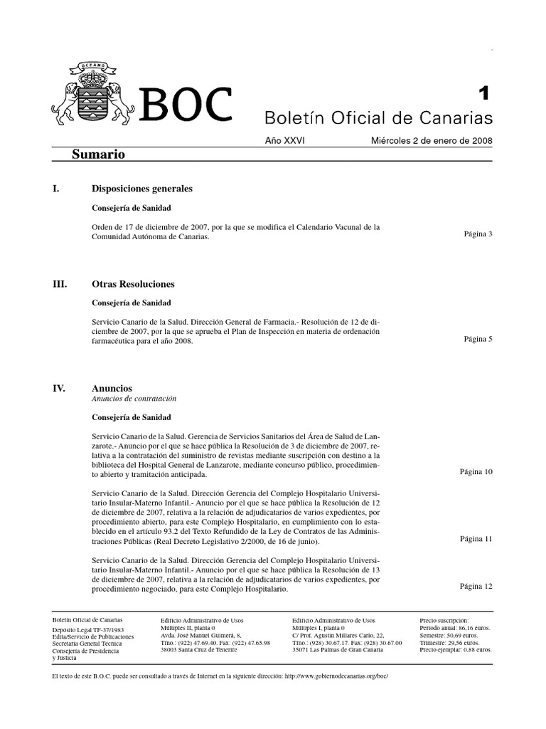 Modificaciones en el BOC de Canarias | PDF | Farmacia | Medicamentos ...