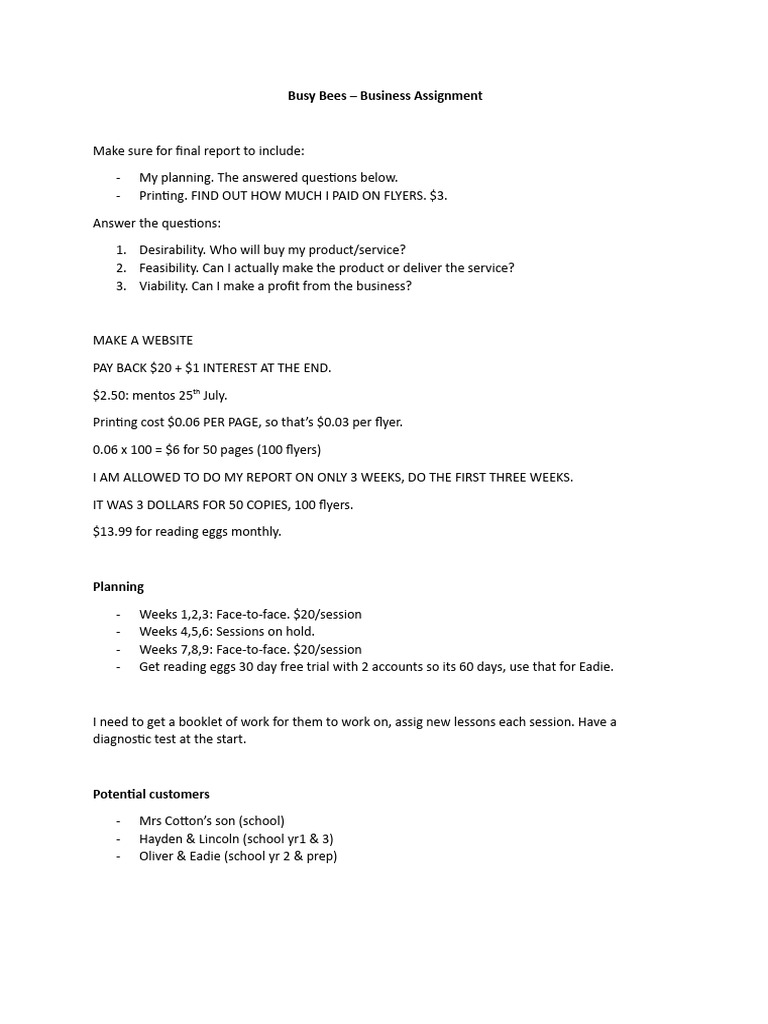 BAC Accelerate - Busy Bees Tutoring - Planning | PDF | Budget | Marketing